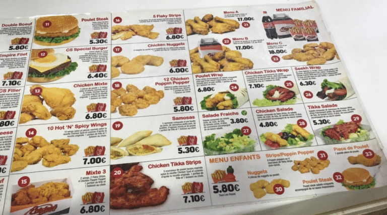 Chicken Spot Menu Derniers Prix France 2023